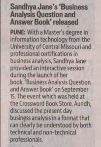 Hindustan Times Covers launch of Business Analysis: The Question and Answer Book - Sandhya Jane